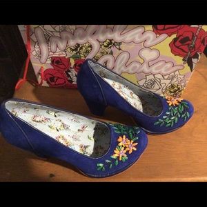 Irregular Choice | Shoes | Irregular Choice Blue Suede Heels Size 6 ...